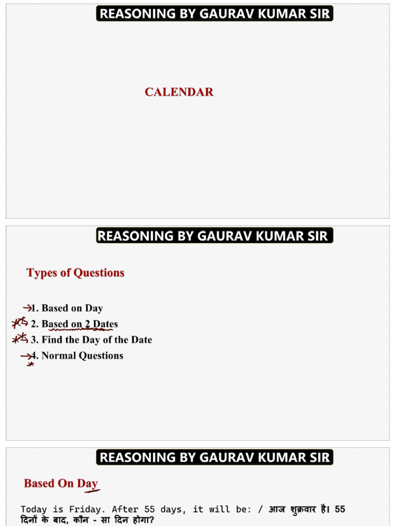 Calendar Reasoning | PDF