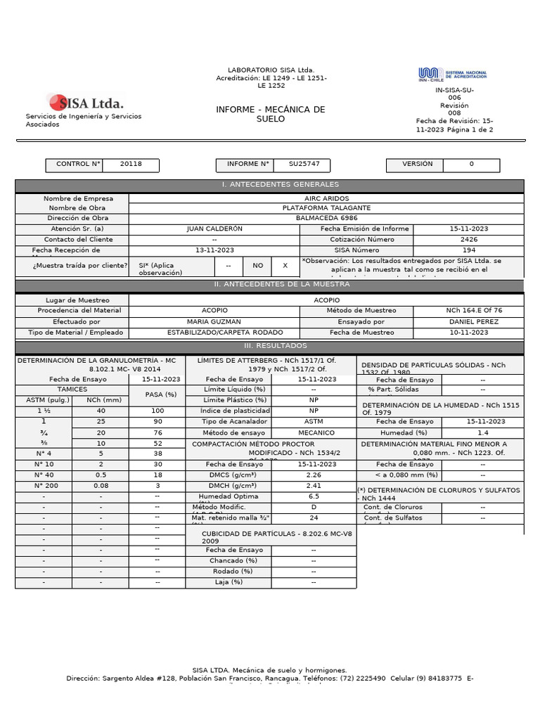 Proctos Base Estabilizada Bajo 1 1-2 Airc Aridos | PDF | Ingeniero ...
