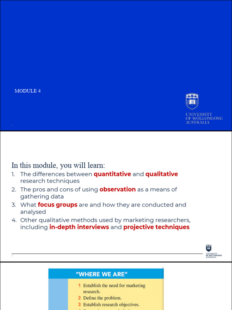 Module 4. Qualitative Research Techniques | PDF | Focus Group | Qualitative Research