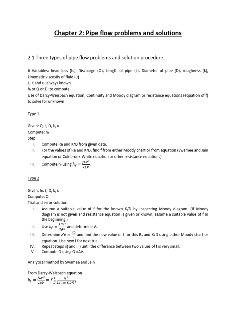 Chapter 2 - Pipe Flow Problems and Solutions | PDF | Pressure | Soft Matter