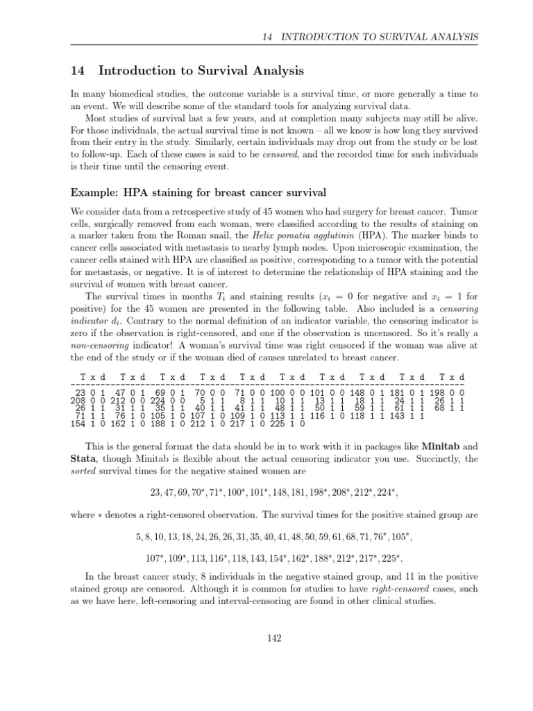 Introduction To Survival Analysis | PDF | Median | Confidence Interval