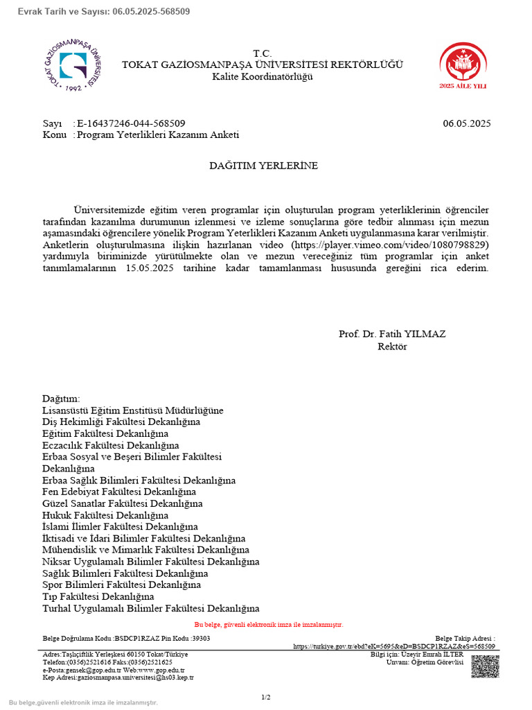 Sınıflar Program Yeterlikleri Kazanim Anketi | PDF