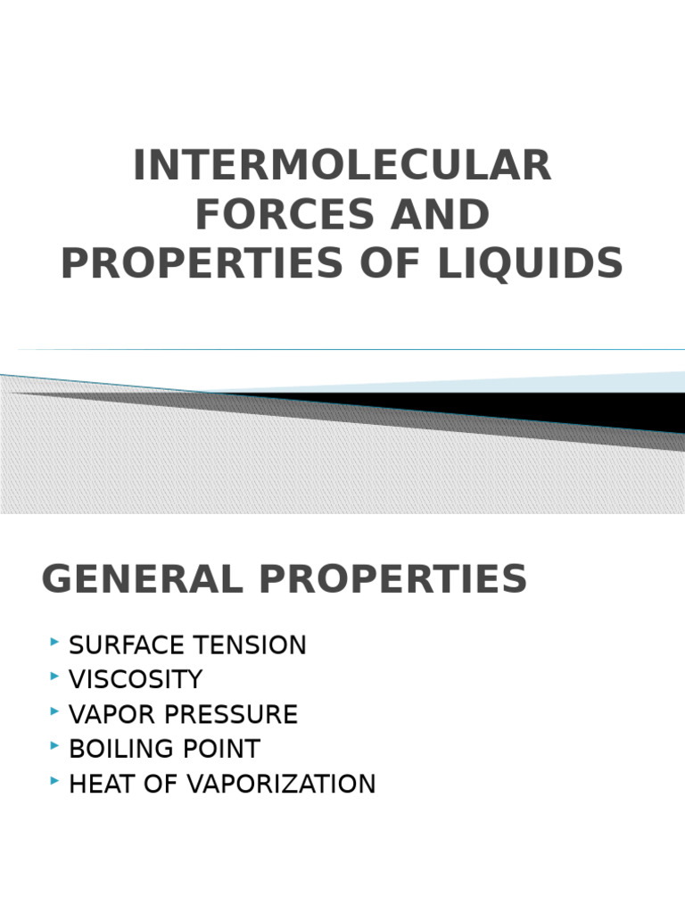 Intermolecular Forces and Properties of Liquids | PDF | Properties Of ...