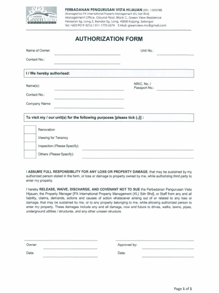 Authorization Form | PDF