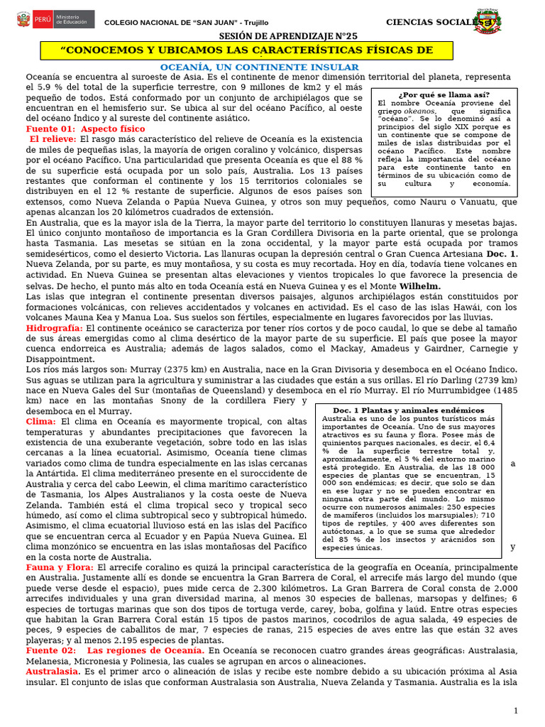 Sesión de Aprendizaje 25 - Alumno | PDF | Polinesia | Oceanía