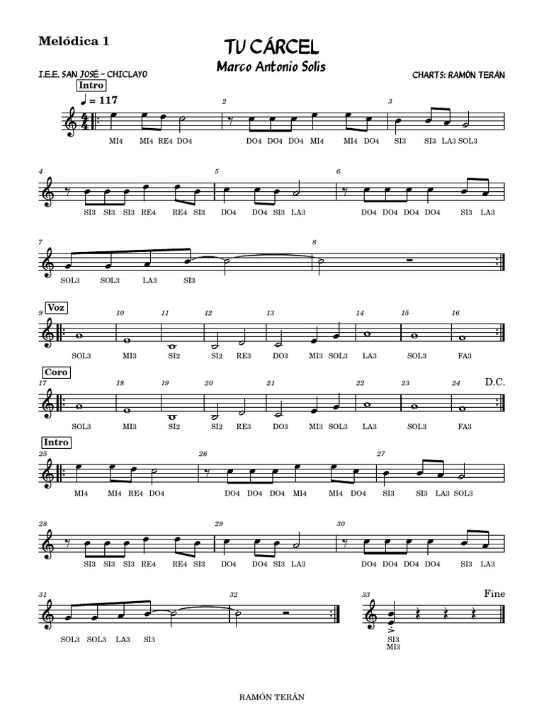 Melódica 1 y 2 Tu Cárcel | PDF