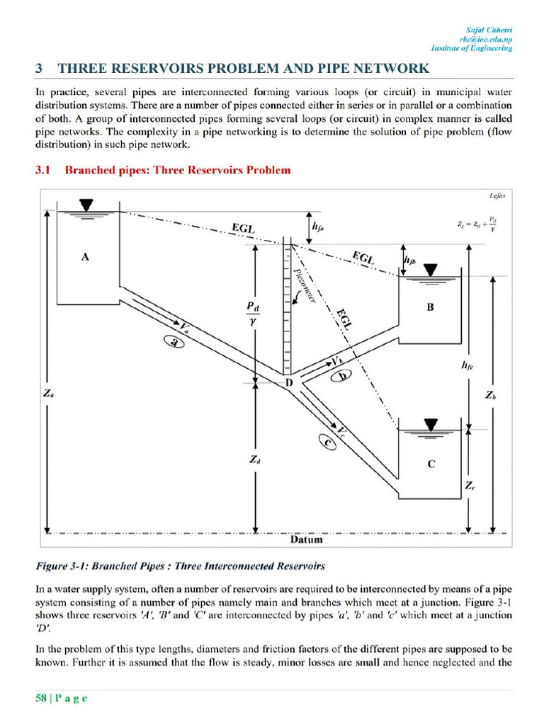 Three Reservoir Problems and Hardy Cross Method | PDF