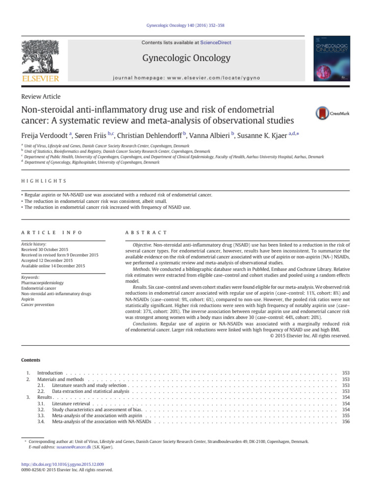 Non Steroidal Anti Inflammatory Drug Use and Risk | PDF | Hormone ...