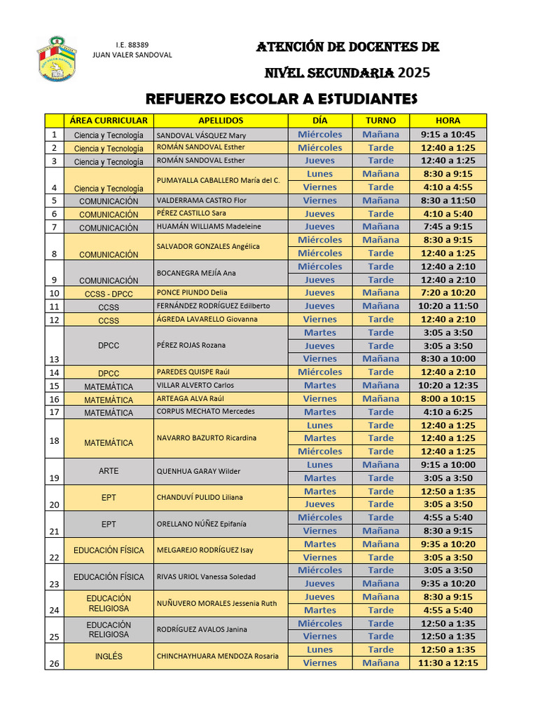 Refuerzo Escolar Secundaria 2025 Jvs | PDF
