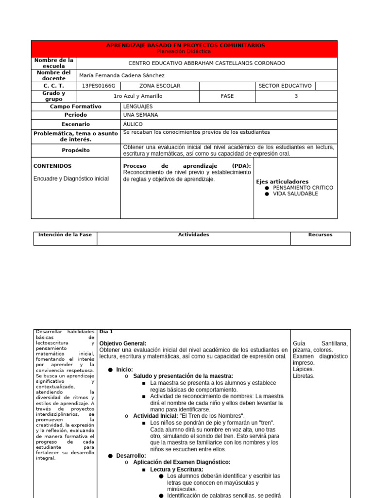 Planeación Primer Grado 1ro Amarilo y 1ro Azul Buena | PDF | Evaluación | Escuelas