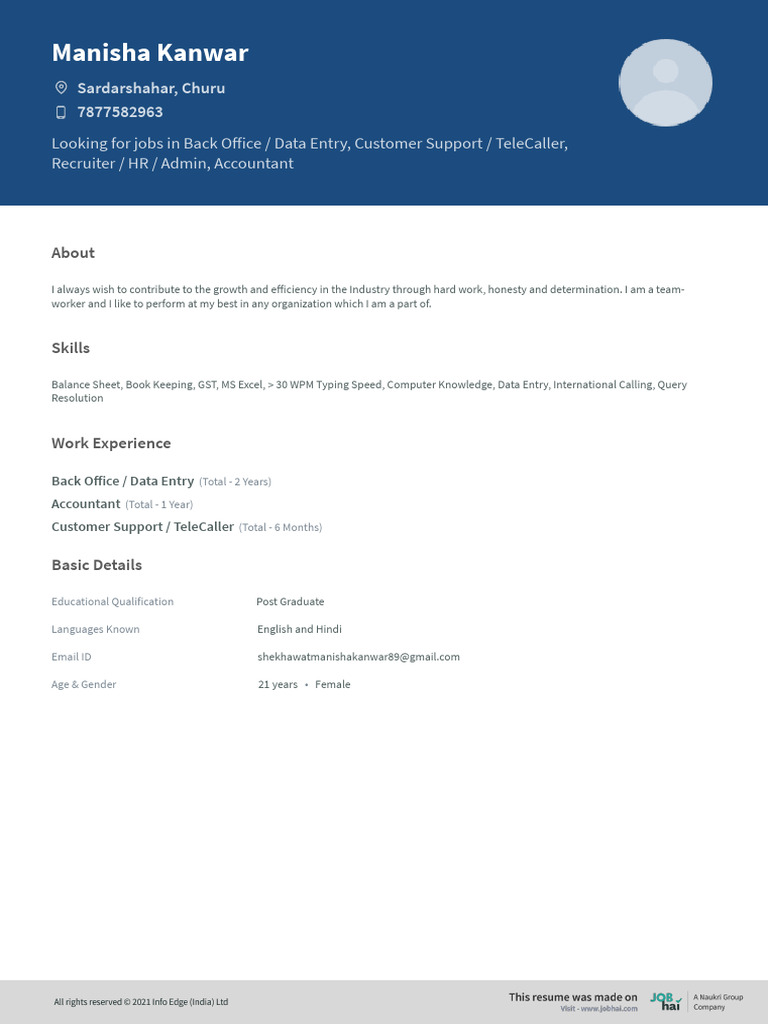 Manisha Kanwar CV | PDF