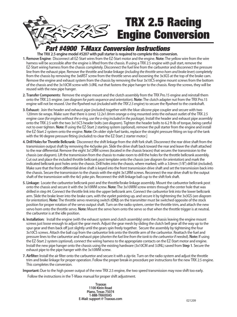 TRX 2.5 Engine Conversion Guide | PDF | Carburetor | Throttle