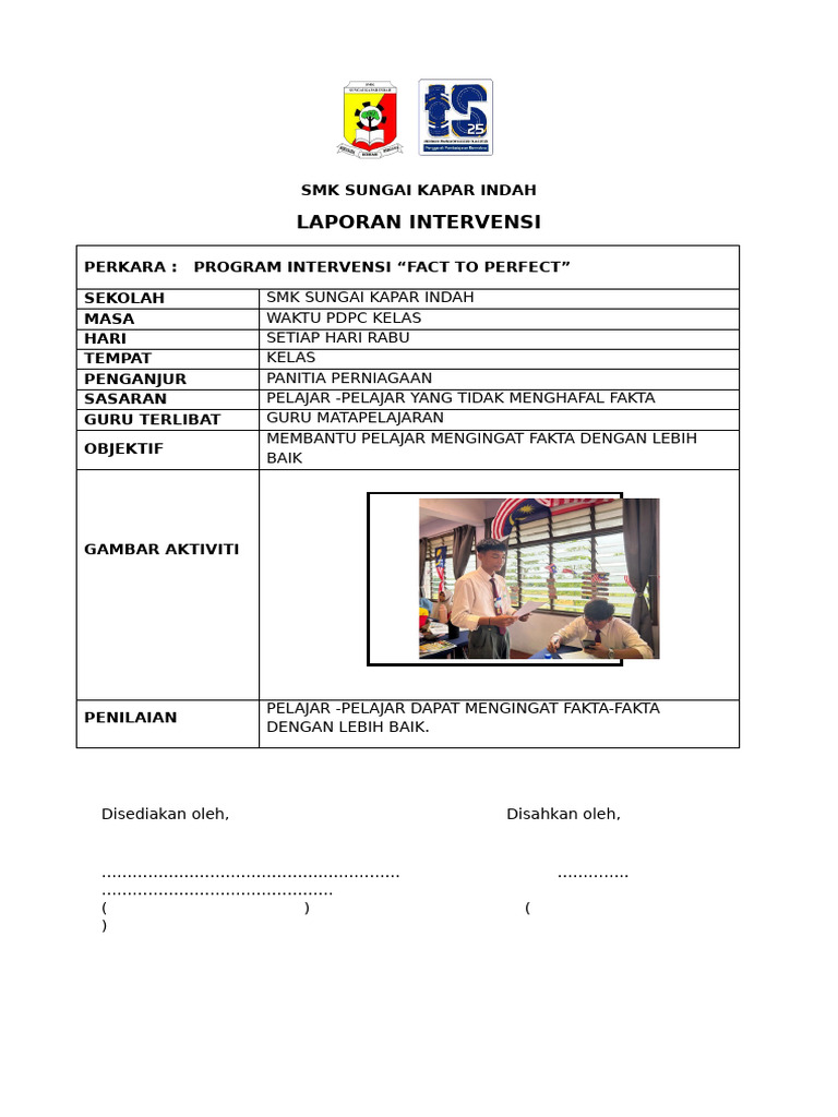 Laporan Intervensi PBD | PDF
