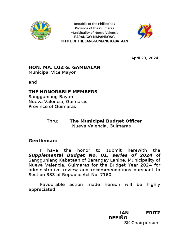 Letter For Supplemental 2024 | PDF