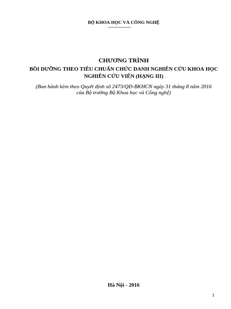 KemQD2473 - Chuong Trinh BD NCV - hangIII | PDF