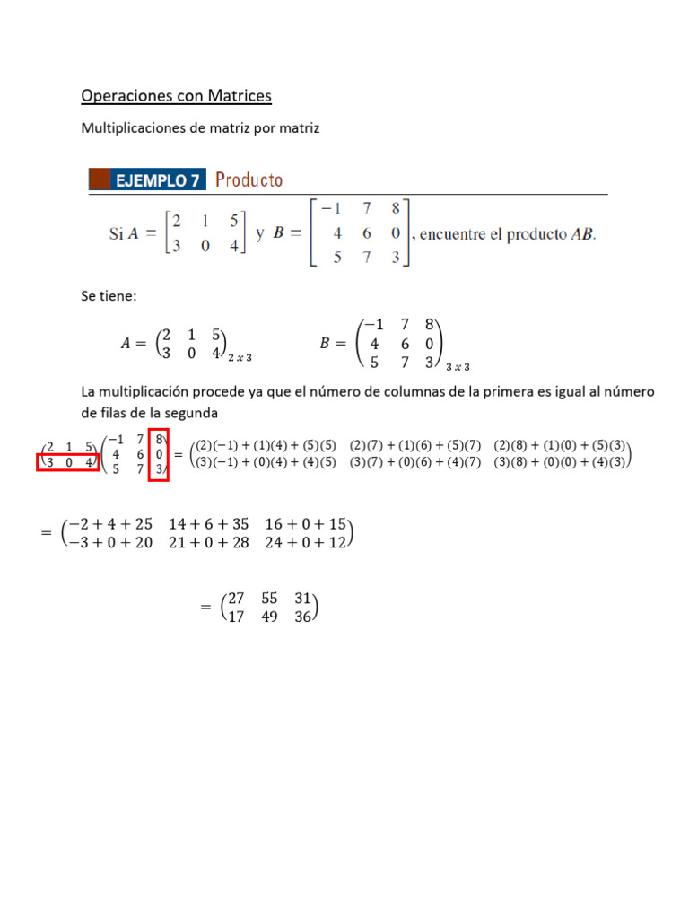 Clase Del 16052025 Operaciones Con Matrices | PDF