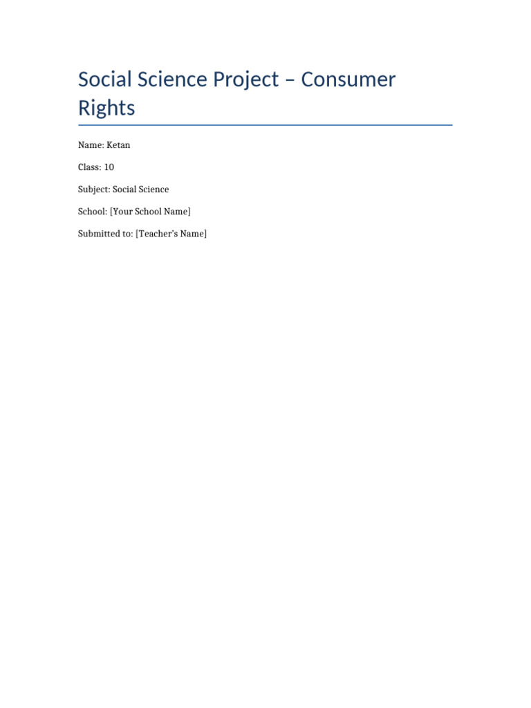 SST Project Consumer Rights Ketan | PDF | Consumer Protection