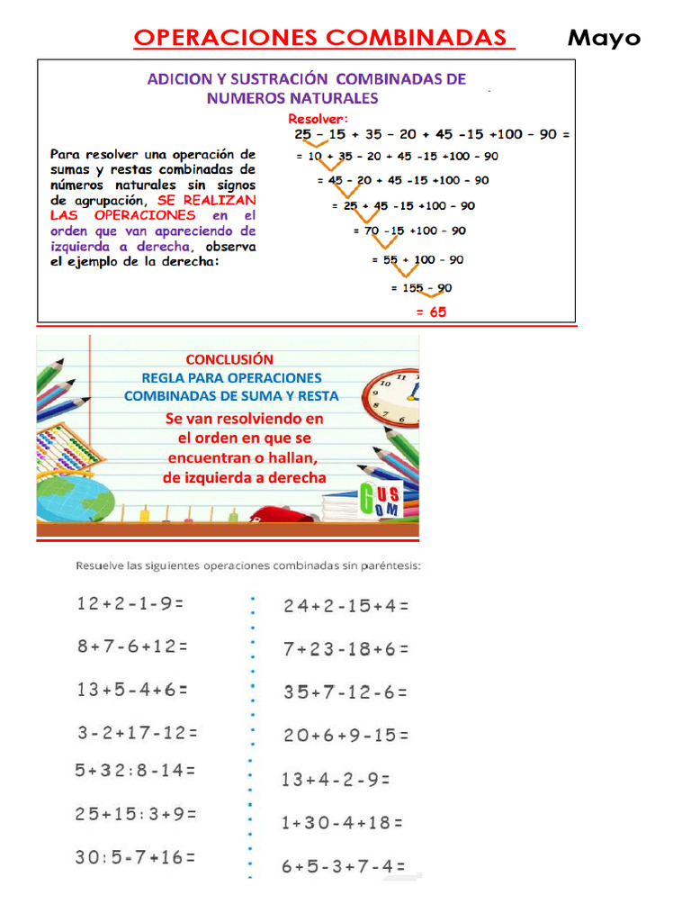 Operaciones Combinadas (Plantilla Fotocopias) | PDF