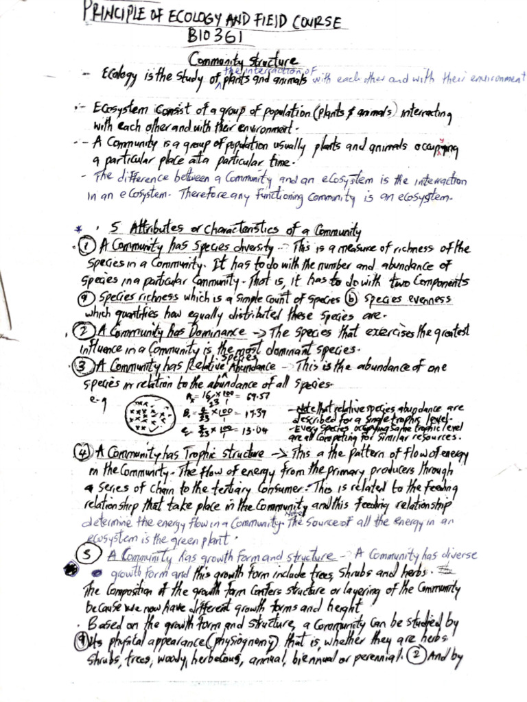 Principles of Ecology and Field Course | PDF