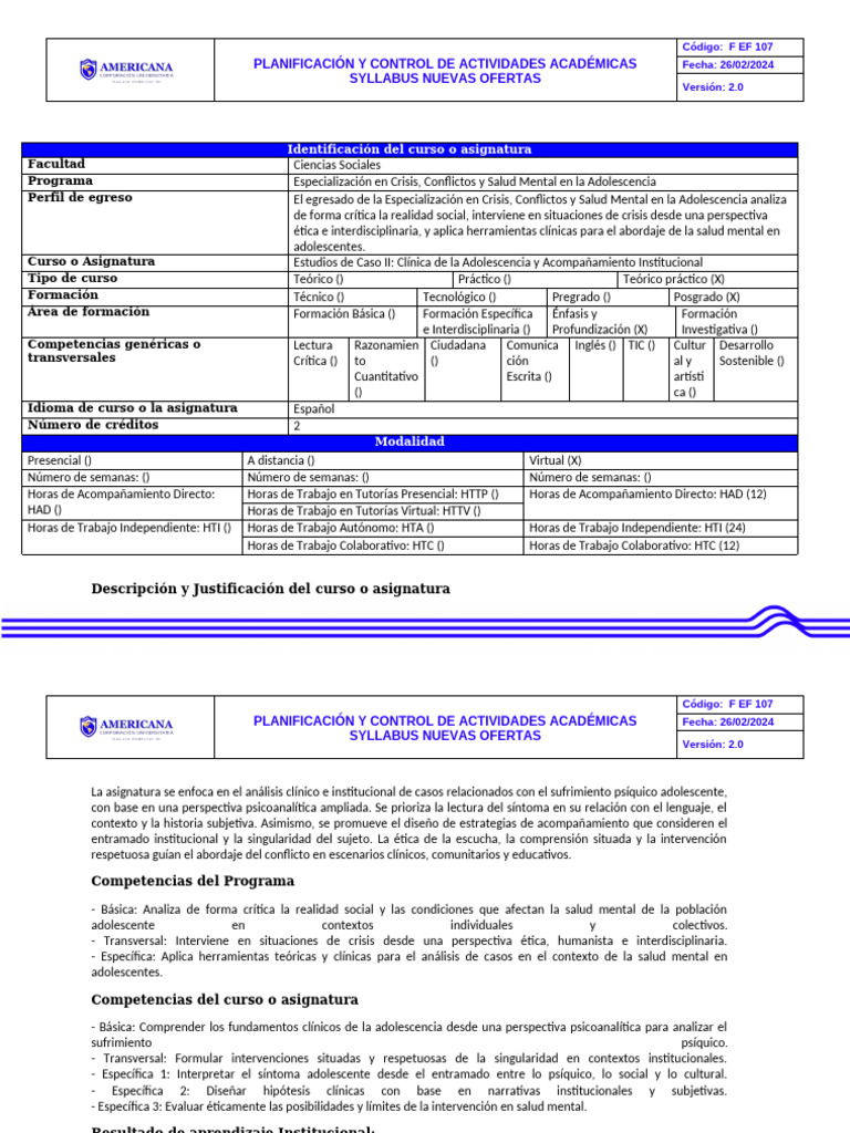 Syllabus Estudios de Caso II Completo Final | PDF | Psicoanálisis ...