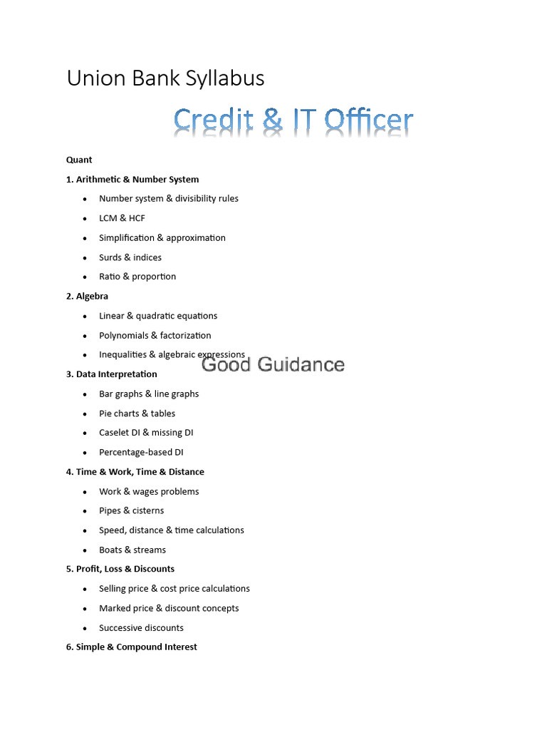 Union Bank Syllabus Credit and IT Officer - Watermark | PDF | Cloud ...