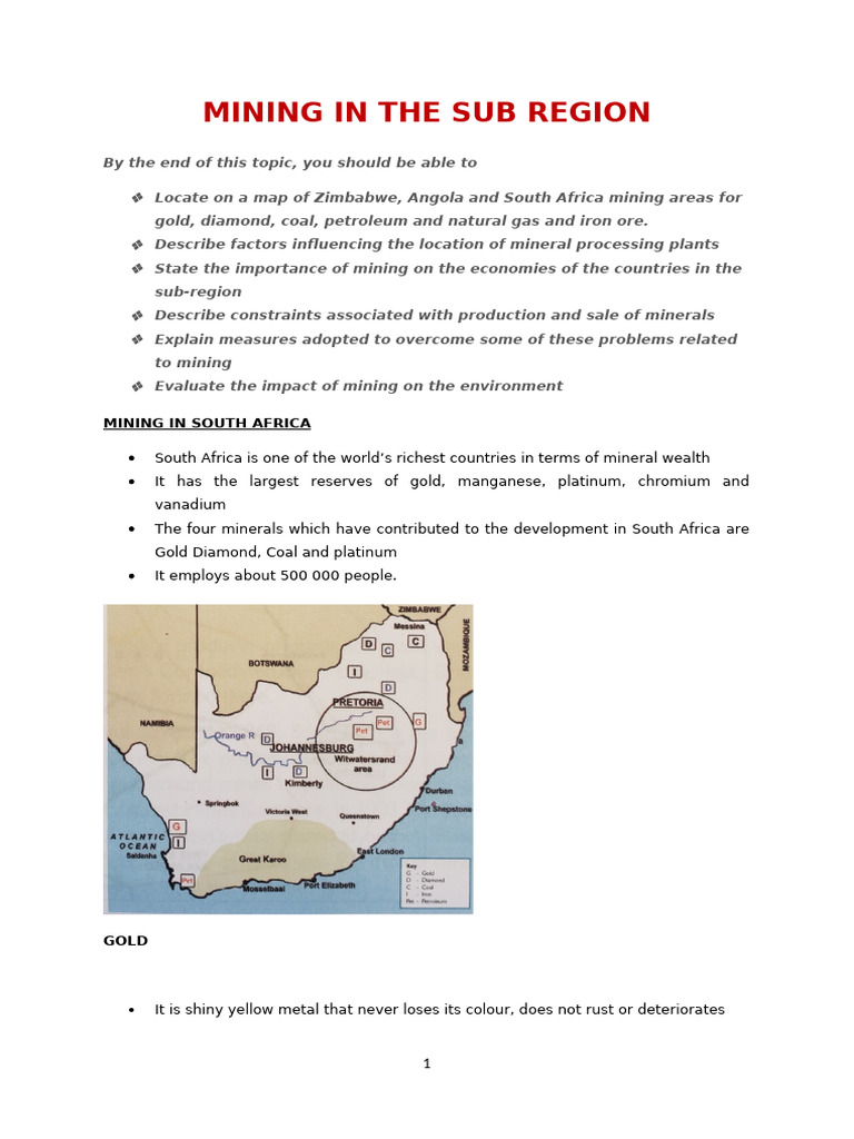Mining Overview in Southern Africa | PDF | Gold | Mining