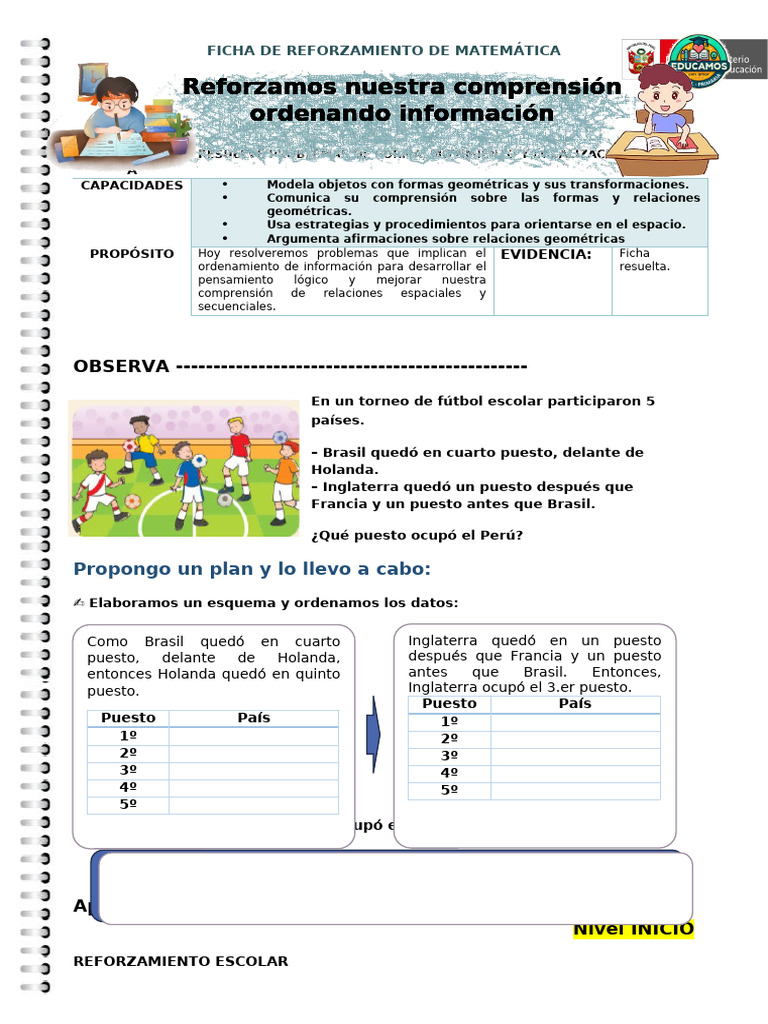 REF MAT Reforzamos Nuestra Comprensión Ordenando Información - 907 228 503 MISS MONICA | PDF