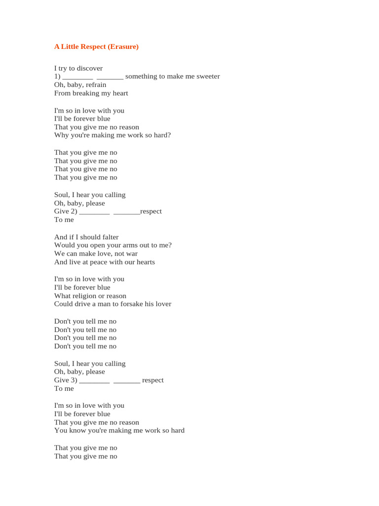Song A Little Respect | PDF