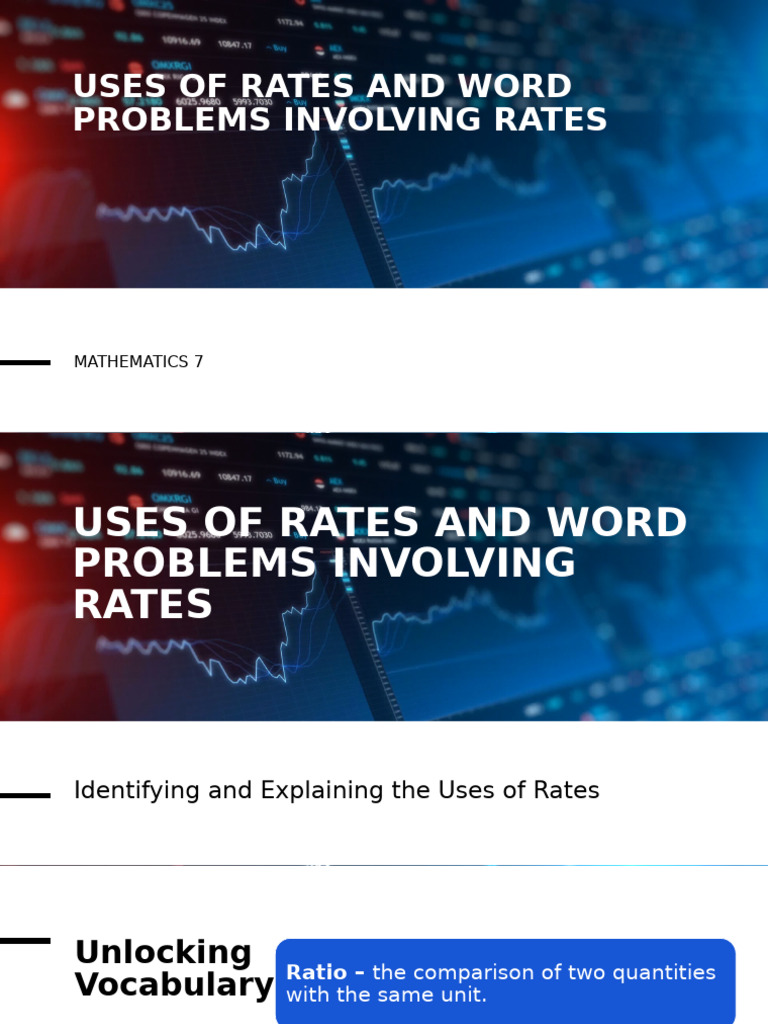 Uses of Rates and Word Problems Involving Rates | PDF | Ratio | Quantity