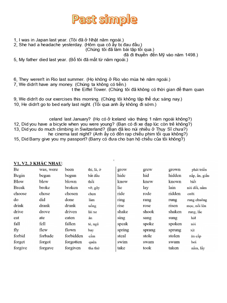 Past Simple Reading Comprehension Exercises 80811 | PDF | Language Mechanics | Syntax