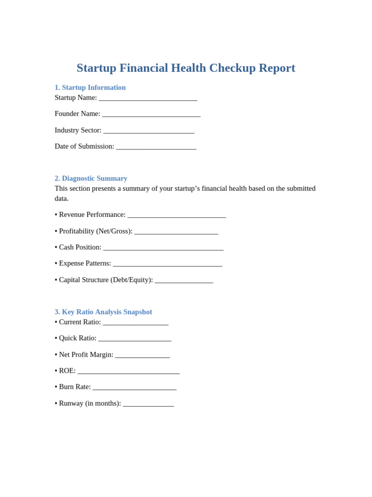 Startup Financial Health Checkup Report | PDF