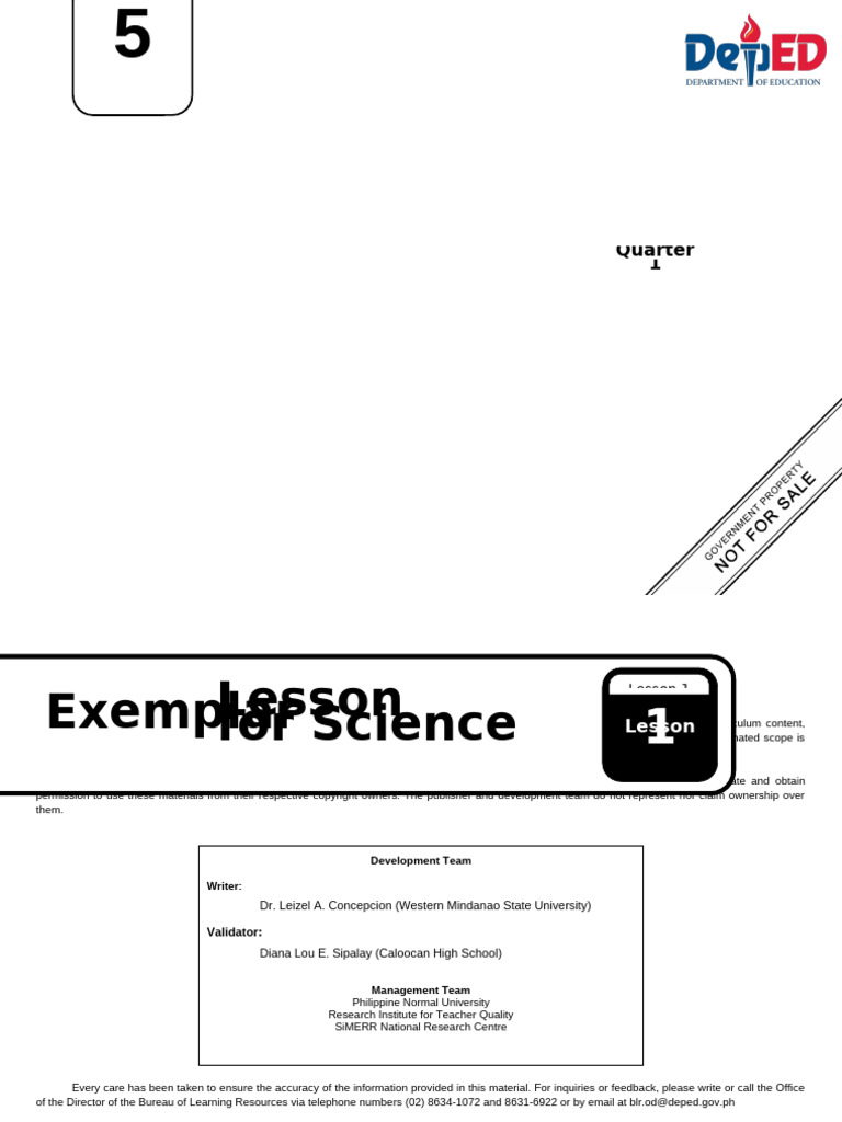 Q1 - LE - Science 5 - Lesson 1 - Week 1 | PDF | Matter | Phase (Matter)