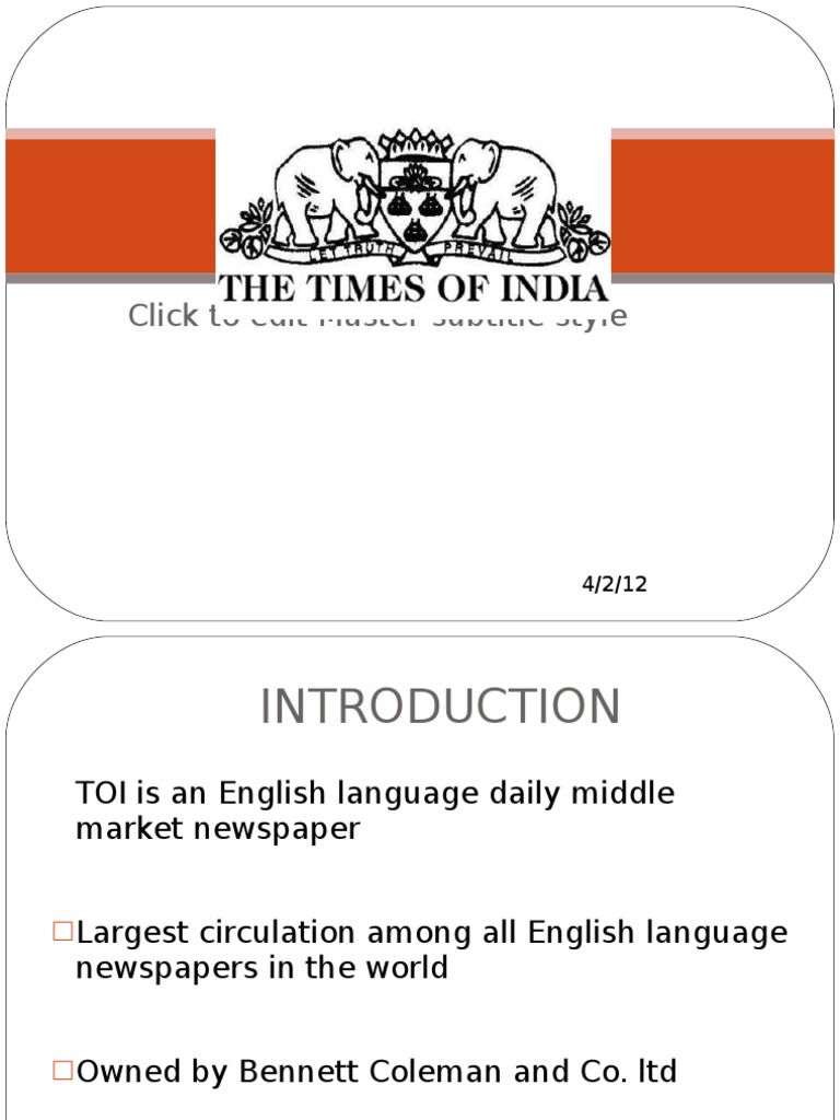 The Times of India | PDF | News Media | Publications