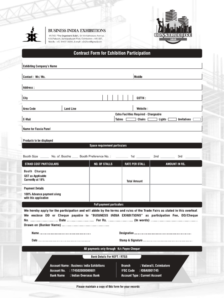 Application Form - Erode Build Expo Constructive 2025-Pages | PDF