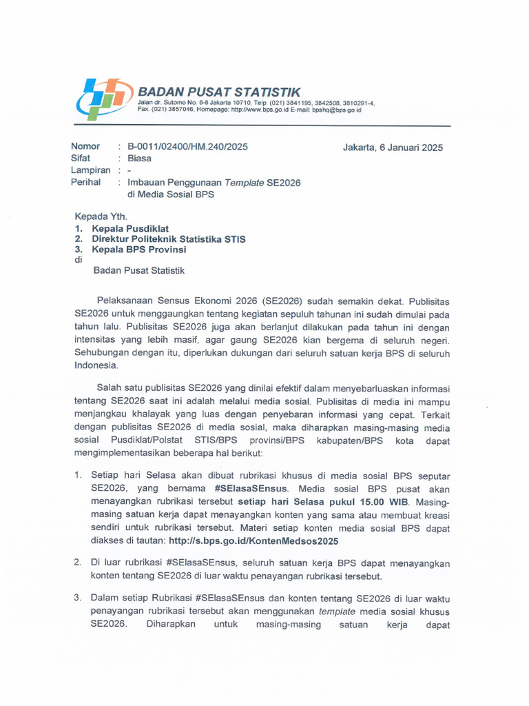 Template Media Sosial SE2026 BPS | PDF