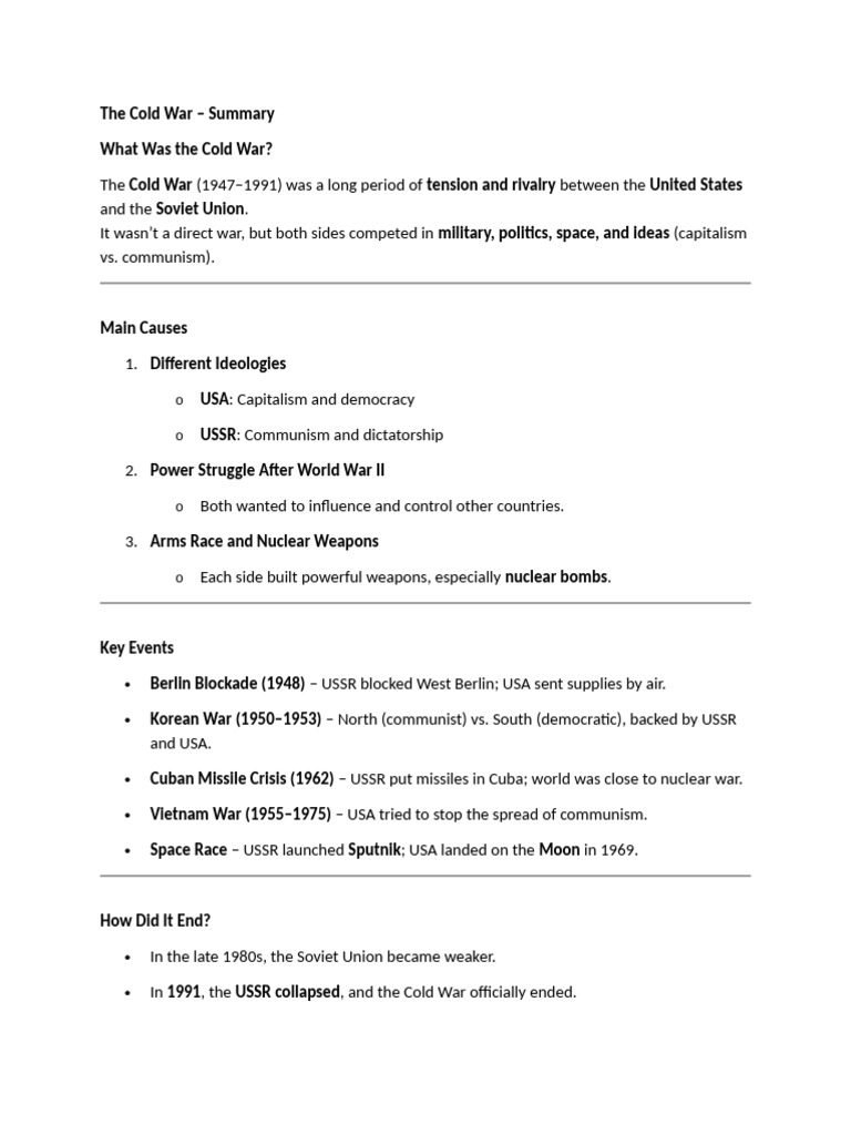 Cold War Overview and Key Events | PDF