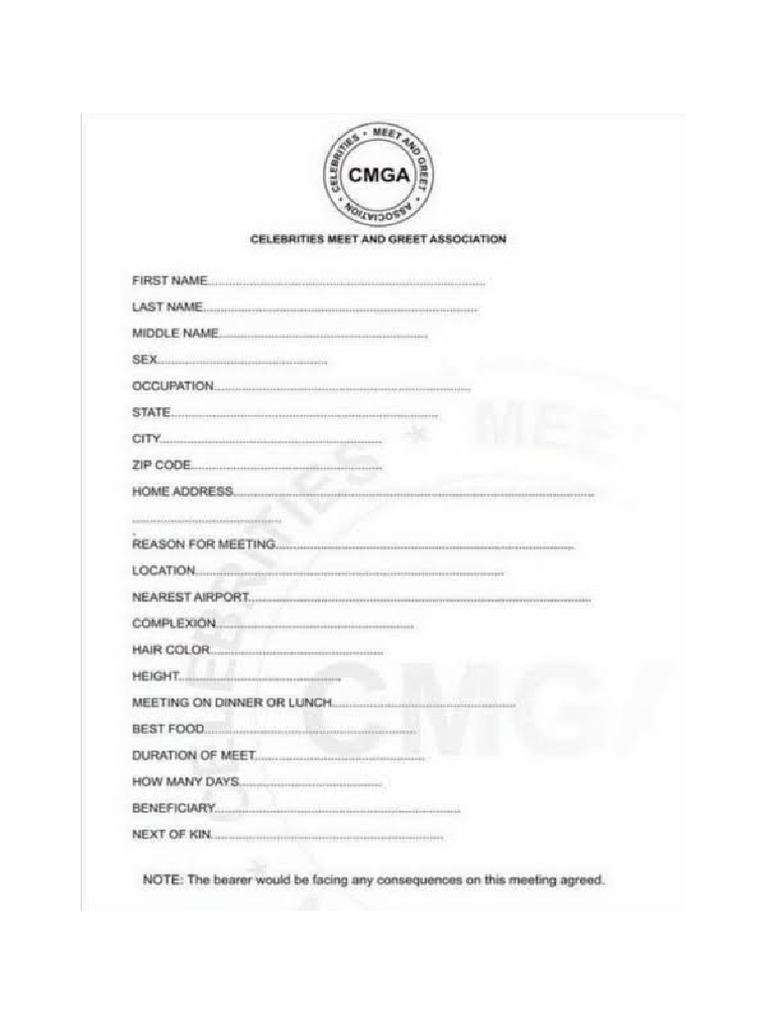 Meet and Greet Form | PDF