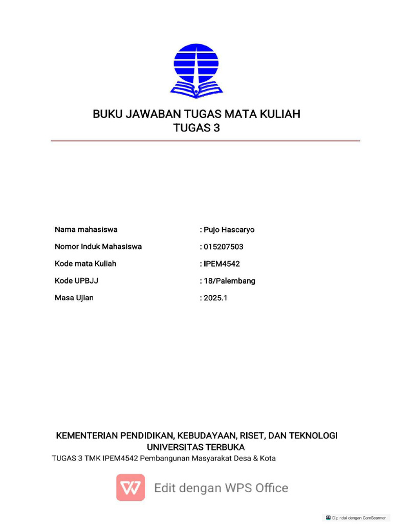 TUGAS 3 TMK IPEM4542 Pembangunan Masyarakat Desa Dan Kota-Compressed | PDF