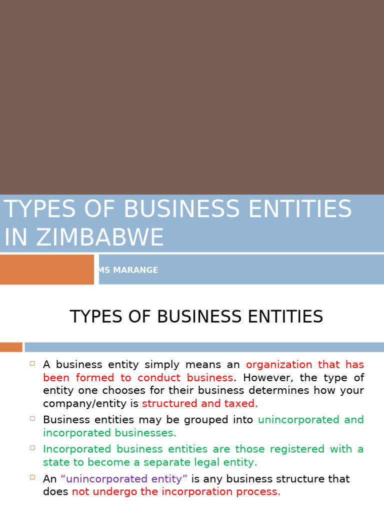 Business Entities in Zimbabwe | PDF | Sole Proprietorship | Partnership
