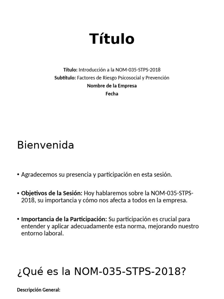 Presentacion Diapositivas NOM-035-SCPT-2018 | PDF | Ansiedad | Estrés ...