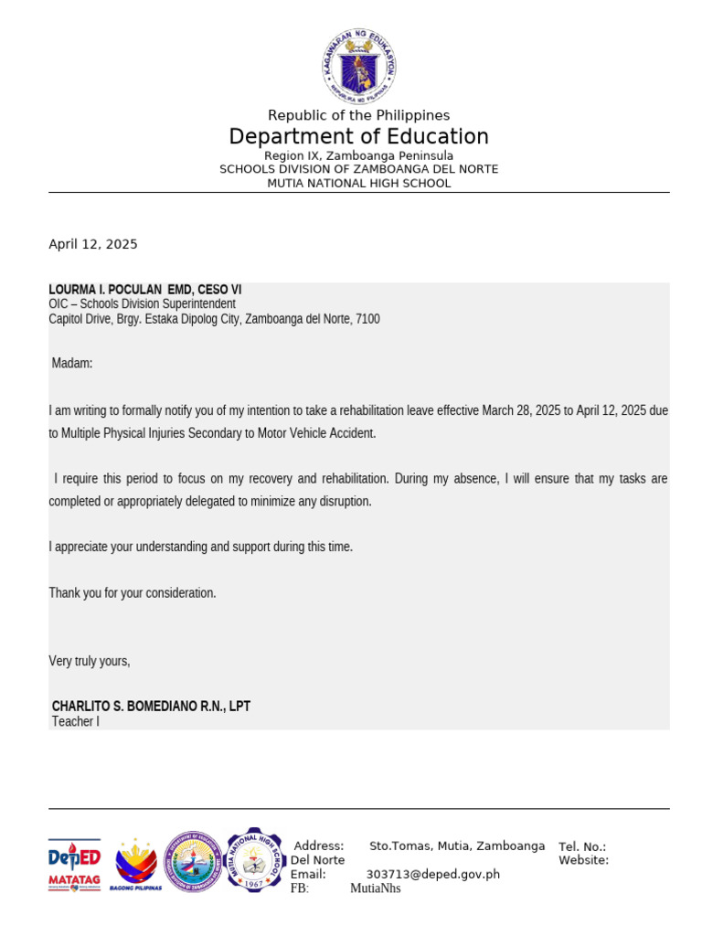 Rehabilitation Leave Request Notification | PDF