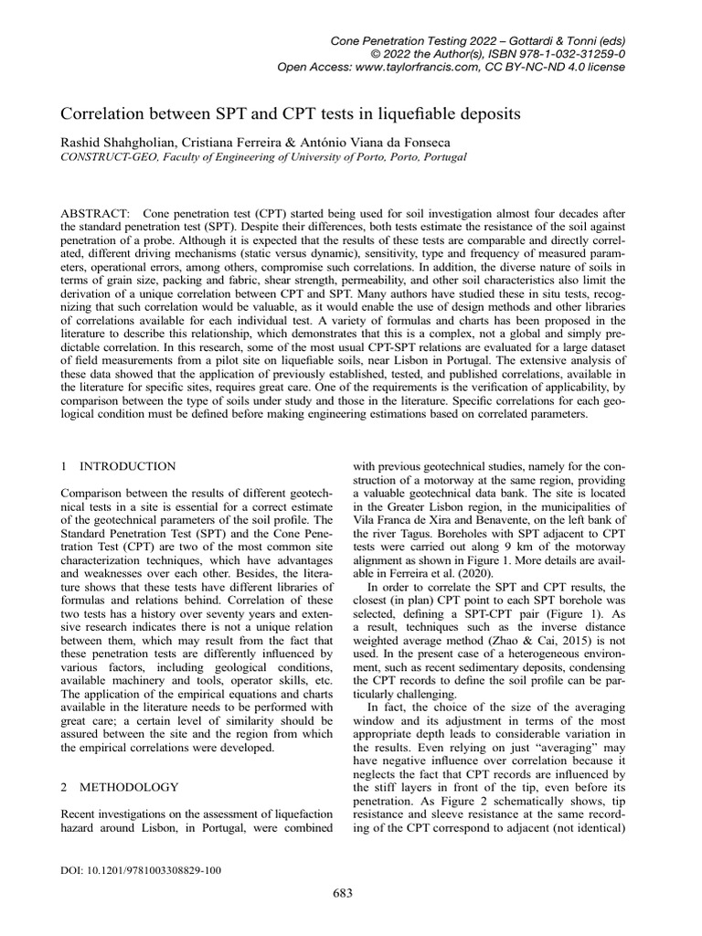 SPT-CPT Correlation in Liquefiable Soils | PDF