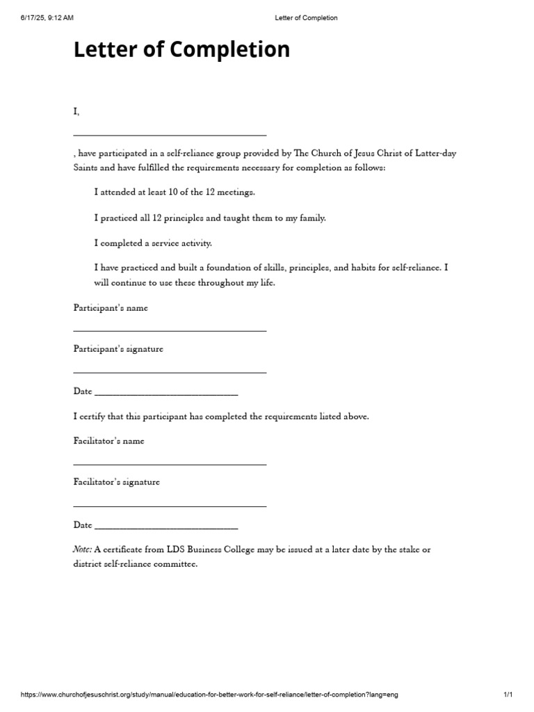Letter of Completion | PDF