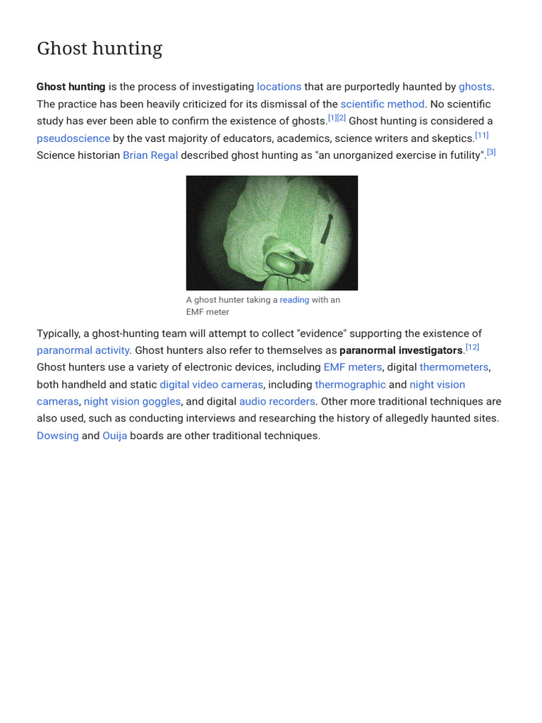 Ghost Hunting - Wikipedia | PDF | Ghost Hunting | Paranormal