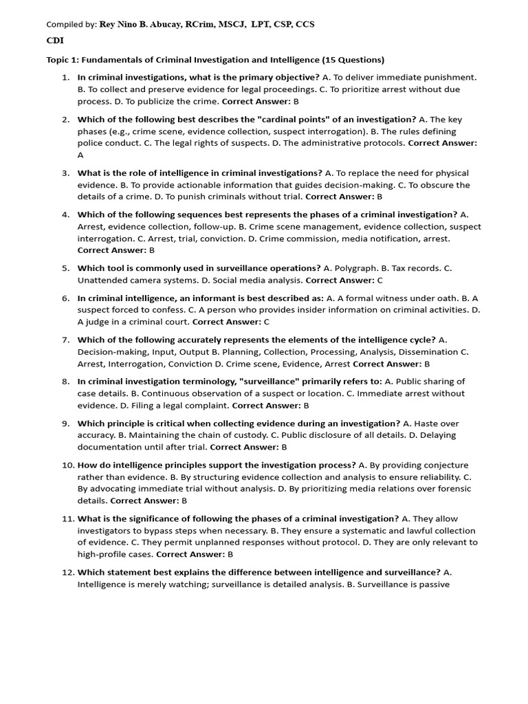 Pre Test and Post Test CDI TOS Based | PDF | Fires | Crime Scene