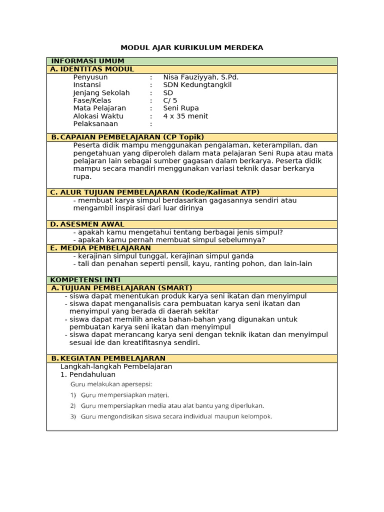 Modul Ajar Komponen Sederhana | PDF