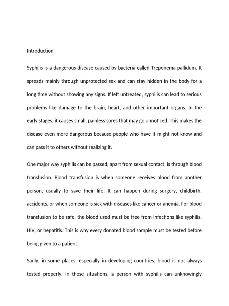 Prevalence of Syphilis Among Blood Donors | PDF | Blood Donation ...