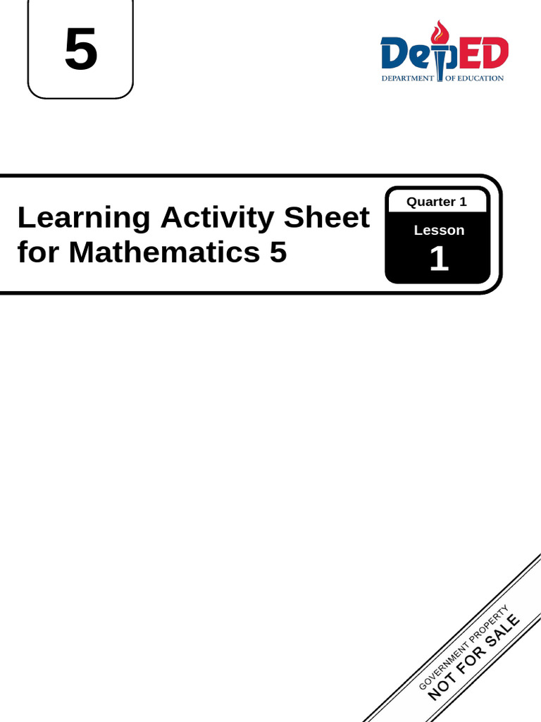 Grade 5 Math Q1 Week 1 Activity Sheets Pdf