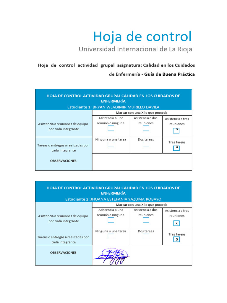 1hoja Control Actividad Grupal GBPS | PDF