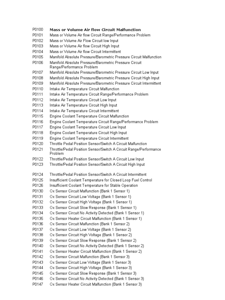 P0100 | PDF | Throttle | Vehicle Technology